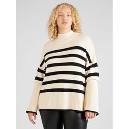 Vero Moda Curve Pullover 'HAPPINESS' Damen Gr&ouml;&szlig;e XXL beige / schwarz