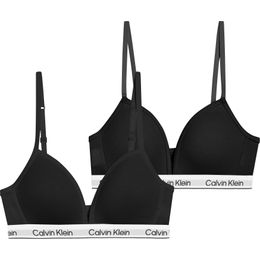 Damen Triangel-BH "2PK TRIANGLE", Calvin Klein Underwear, Gr. 128, schwarz, Jersey, Obermaterial: 95% Baumwolle, 5% Elasthan, BHs, mit Logobund