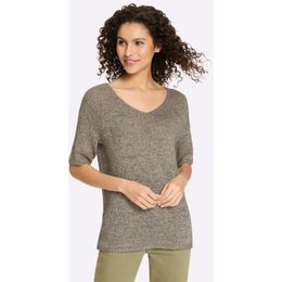 Heine Damen Kurzarmpullover "Pullover"schlamm, Gr. 46, unifarben, 46% Polyester, 31% Polyacryl, 23% Polyamid, Pullover