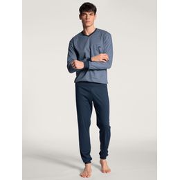 Calida Herren Schlafanzug "Relax Choice", Gr. M, blau, Interlock, Obermaterial: 100% Baumwolle, Homewear-Sets, Baumwolle, lang&auml;rmelig, Brusttasche