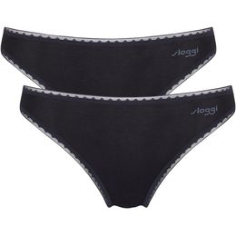 Sloggi Damen Taillenslip "GO", Gr. XL, schwarz, Single Jersey, Obermaterial: 96% Baumwolle, 4% Elasthan, unifarben, Unterhosen, zarte Spitzendetails,