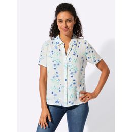 Inspirationen Damen Hemdbluse, wei&szlig;, Gr. 36, bedruckt, gebl&uuml;mt, gemustert, mehrfarbig, 100% Viskose, Blusen