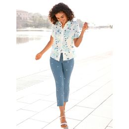 Inspirationen Damen Hemdbluse, wei&szlig;, Gr. 40, bedruckt, gebl&uuml;mt, gemustert, mehrfarbig, 100% Viskose, Blusen