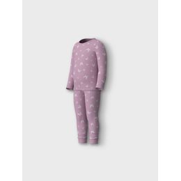name it M&auml;dchen Schlafanzug "NMFNIGHTSET PINK BUTTERFLY RIB NOOS", Gr. 86, rosa, Jersey, Obermaterial: 95% Baumwolle, 5% Elasthan, bedruckt,