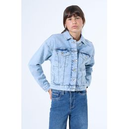 Garcia M&auml;dchen Jeansjacke, blau, Gr. 128, unifarben, Denim/Jeans, Obermaterial: 99% Baumwolle, 1% Elasthan, Jacken, mit Stretch und Knopfleiste