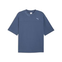 T-Shirt Puma "Washed Out Boxy T-Shirt Erwachsene", Damen, Gr. L, schwarz indigo blau, Obermaterial: 100% Baumwolle; Kragen: 70% Baumwolle, 30% Polyester, bedruckt, Rundhals, Shirts T-Shirt