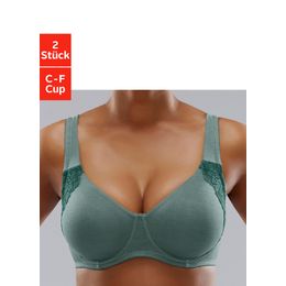 Petite Fleur Damen Minimizer-BH, Gr. 75, gr&uuml;n, Jersey, Obermaterial: 85% Baumwolle, 10% Polyamid, 5% Elasthan, Basic, BHs, mit B&uuml;gel, mit