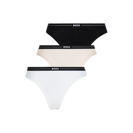 BOSS Damen Slip "3P BRIEF", Gr. XL, bunt, Jersey, Obermaterial: 90% Baumwolle, 10% Elasthan, unifarben, Unterhosen, mit elastischen Logobund