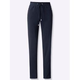 Jerseyhose Casual Looks, Damen, Gr. 19, Kurzgr&ouml;&szlig;en, marine, 76% Polyester, 20% Viskose, 4% Elasthan, unifarben, Hosen Jerseyhose