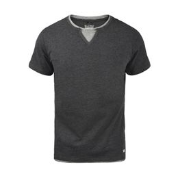 Blend Damen T-Shirt "BHLeonis"charcoal, Gr. S, unifarben, Web, 60% Baumwolle, 40% Polyester, Shirts, T-Shirt in Double-Layer-Optik
