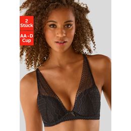 Damen Push-up-BH, PETITE FLEUR BY LASCANA, Gr. 90, schwarz, Microtouch, Obermaterial: 60% Polyamid, 35% Polyester, 5% Elasthan, BHs, in modischem