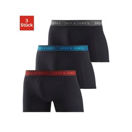 Jack & Jones JACK & JONES Herren Boxer "JAC Waistband Trunks", Gr. S, schwarz, Obermaterial: 95% Baumwolle, 5% Elasthan, unifarben mit Farbeinsatz, Unterhosen