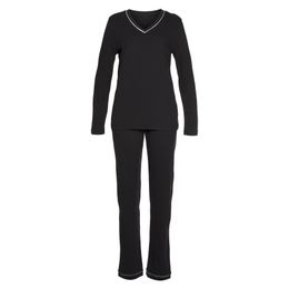 Vivance Dreams Damen Pyjama, Gr. 32, schwarz, Single Jersey, Obermaterial: 50% Baumwolle, 50% Modal, unifarben, Basic, Homewear-Sets, mit