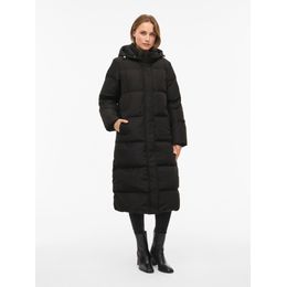 Steppmantel VILA "VISTARI LONG DOWN COAT - NOOS", Damen, Gr. 36, schwarz (schwarz beauty), Steppware, Obermaterial: 100% Polyester, unifarben, regular fit knielang, Mäntel Steppmantel