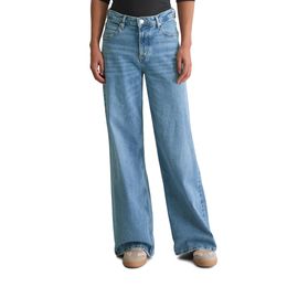 Marc O'Polo MARC O'POLO Damen Relax-fit-Jeans "Model Lania wide aus Organic-Cotton-Polyester-Stretch"light blau, Gr. 30, Denim/Jeans, Obermaterial: 90%