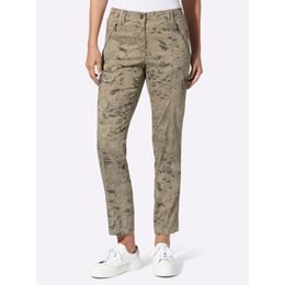 Webhose Heine, Damen, Gr. 34, Normalgr&ouml;&szlig;en, sesam, anthrazit, bedruckt, 63% Baumwolle, 35% Lyocell, 2% Elasthan, bedruckt, gemustert, mehrfarbig, Hosen