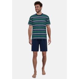 G&ouml;tzburg G&Ouml;TZBURG Herren Shorty "Bray", Gr. 52, gr&uuml;n, Single Jersey, Obermaterial: 60% Baumwolle, 40% Polyester, gestreift, unifarben, Homewear-Sets, Kurzarm,