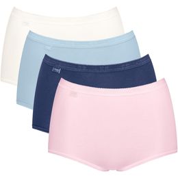 Maxislip Sloggi "Basic+ Maxi C4P", Damen, Gr. 52, bunt (multiple colours 19), Single Jersey, Obermaterial: 95% Baumwolle, 5% Elasthan, k&ouml;rpernah, Unterhosen, Baumwollmischung, weiche N&auml;hte, hohe Taille, elastisch