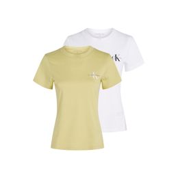 Damen T-Shirt "2-PACK MONOLOGO SLIM TEE", wei&szlig;, Gr. XXXL, Calvin Klein Jeans, unifarben, Single Jersey, Obermaterial: 100% Baumwolle, Shirts, mit