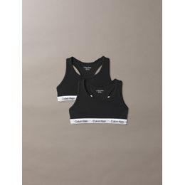 Damen Bralette "2PK BRALETTE", Calvin Klein Underwear, Gr. 152, schwarz, Jersey, Obermaterial: 95% Baumwolle, 5% Elasthan, unifarben, Basic, BHs, mit