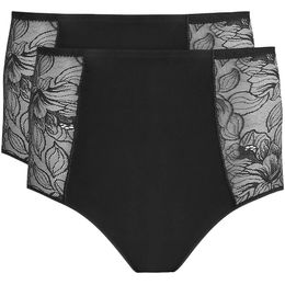 Nina von C. Damen High-Waist-Slip ""Cotton Shape"", Gr. 46, schwarz, Obermaterial: 82% Baumwolle, 18% Elasthan. Spitze: 54% Polyamid, 46% Elasthan,