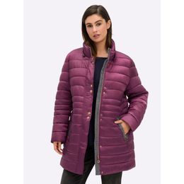 sheego Große Größen Steppjacke mit Pelz-Imitat, malve, Größe 50 - Damen