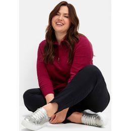 sheego Gro&szlig;e Gr&ouml;&szlig;en Bengalinhose mit Zierrei&szlig;verschl&uuml;ssen, marine, Gr&ouml;&szlig;e 38 - Damen
