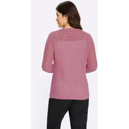 Classic Basics Damen Ajourpullover "Rundhals-Pullover", rosa, Gr. 46, gemustert, gepunktet, unifarben, 100% Polyacryl, Pullover