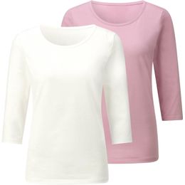 Casual Looks Damen 3/4-Arm-Shirt "2er-Pack Shirts"ros&eacute;, ecru, Gr. 36, unifarben, 100% Baumwolle, Shirts