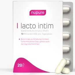 Lacto intim nupure - Bakterienkulturen plus Biotin für die Vaginalschleimhaut, diskrete & einfache orale Einnahme, 20 Kapseln