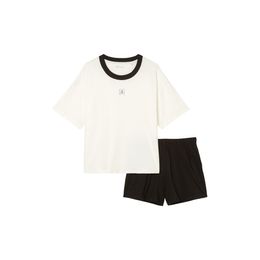 Marc O'Polo MARC O'POLO Damen Shorty, Gr. XL, schwarz, Jersey, Obermaterial: 100% Baumwolle, Homewear-Sets, Kurzarm, Rundhalsausschnitt