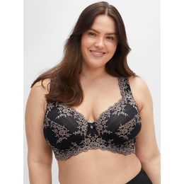 sheego Damen B&uuml;gel-BH, Gr. 85, schwarz, 95% Baumwolle, 5% Elasthan, Spitze:12% Elasthan, 88% Polyamid, BHs