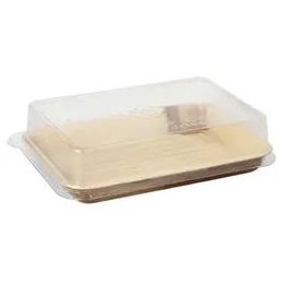 Papstar Starpak Sushi-Schalen Palmblatt eckig 150 ml 4,4 cm x 17,5 cm x 12,2 cm natur mit rPET Deckel "Kombipack" 50 St&uuml;ck