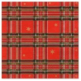 Papstar Servietten, 3-lagig 1/4-Falz 25 cm x 25 cm "Tartan" 280 St&uuml;ck