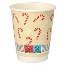 Papstar Trinkbecher, Pappe 0,2 l &Oslash; 8 cm, 9,3 cm "Candy Canes " doppelwandig 500 St&uuml;ck