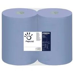 Papernet Industrieputztuchrolle blau 3-lagig, 37,3 cm breit, 500 T&uuml;cher 1 Pack = 2 Rollen