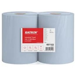 Katrin 481153 XXL Industrieputztuchrolle mit Zwischenverleimung blau, 2-lagig, 38 cm breit, 500 T&uuml;cher 2 St&uuml;ck