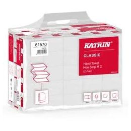 Katrin 61570 Classic Papierhandt&uuml;cher Zellstoff Interfold Z-Falz 24 x 24 cm 2-lagig, wei&szlig; 1 Karton = 4000 T&uuml;cher
