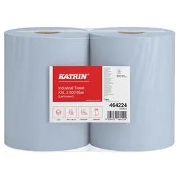 Katrin 464224 XXL Industrieputztuchrolle mit Zwischenverleimung blau, 3-lagig, 38 cm breit, 500 T&uuml;cher 2 St&uuml;ck