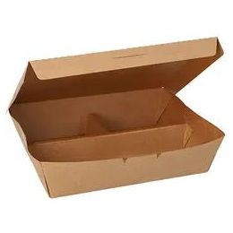 Papstar Starpak Lunchboxen, Pappe 3-geteilt 600 ml 5 cm x 14,8 cm x 18,3 cm braun 100 St&uuml;ck