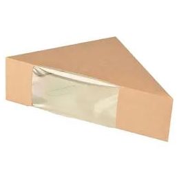 Papstar Sandwichboxen, Pappe mit Sichtfenster aus PLA 12,3 cm x 12,3 cm x 5,2 cm braun 500 St&uuml;ck