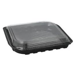 Papstar Starpak Sushi-Schalen R-PET rechteckig 21 cm x 18 cm x 4,3 cm schwarz mit transparentem Deckel 600 St&uuml;ck
