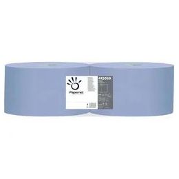 Papernet Industrieputztuchrolle blau 3-lagig, 21,5 cm breit, 1000 T&uuml;cher 1 Pack = 2 Rollen