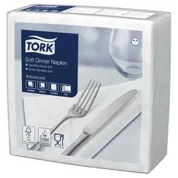 Tork 477577 Advanced Soft Dinnerserviette 1/4-Falz, 19,8 x 19,5 cm, 3-lg, wei&szlig; 1 Karton = 1200 T&uuml;cher