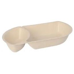 Folia PAPSTAR Conpax (LM) Snacktrays Zuckerrohr 2-geteilt 3,6 cm x 12,4 cm x 22,4 cm natur 600 St&uuml;ck