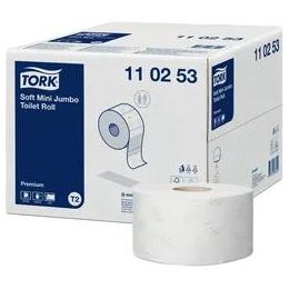 Tork 110253 Premium weiches Mini Jumbo Toilettenpapier T2 wei&szlig; 2-lagig, 850 Blatt 1 Pack = 12 Rollen
