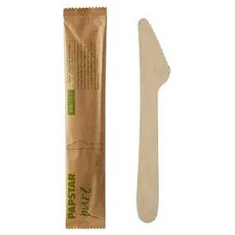 Papstar Messer, Holz "pure" 16,5 cm einzeln verpackt in Papierbeutel 500 St&uuml;ck