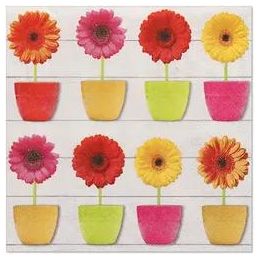 Papstar Servietten, 3-lagig 1/4-Falz 33 cm x 33 cm "Glowing Gerberas" 200 St&uuml;ck