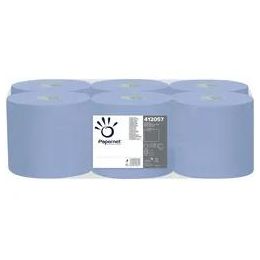 Papernet AutoCut Handtuchrollen, Au&szlig;enabrollung, 2-lagig, Recycling, blau, 140 Meter, 21 cm breit 1 Pack = 6 Rollen