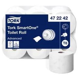 Tork 472242 Advanced SmartOne Toilettenpapier Jumbo Gro&szlig;rolle T8 wei&szlig; 2-lagig, 207 m 1 Karton = 6 Rollen